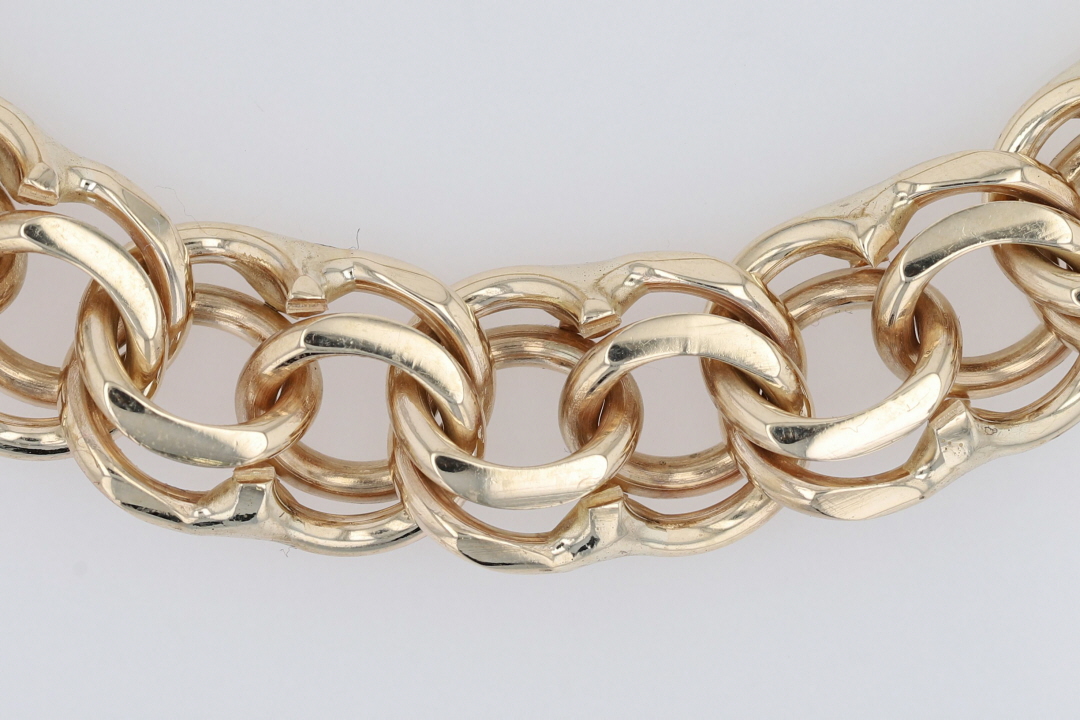 12mm Double Link Chain 25" Necklace 10k Yellow Gold 129.07 Grams