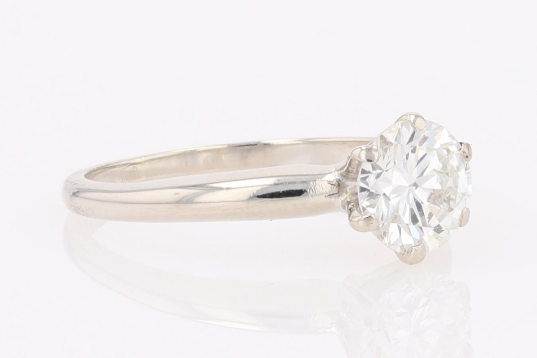 .98ct Round Cut Diamond Solitaire Engagement Ring 14k White Gold Size 5.5