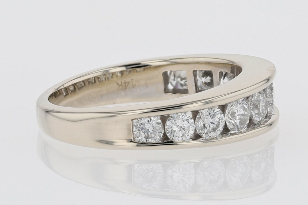 1.00ctw Round Cut Diamond Channel-Set Wedding Band Ring 14k White Gold ...