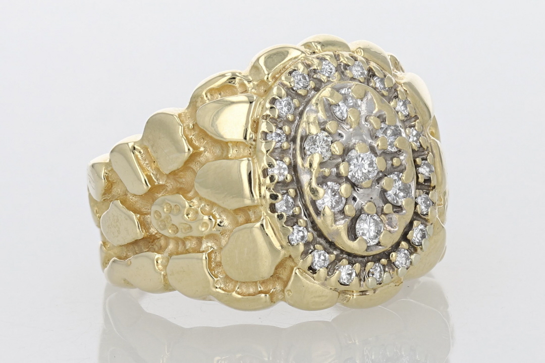 .37ctw Round Cut Diamond Cluster Nugget Statement Ring 14k Yellow Gold ...