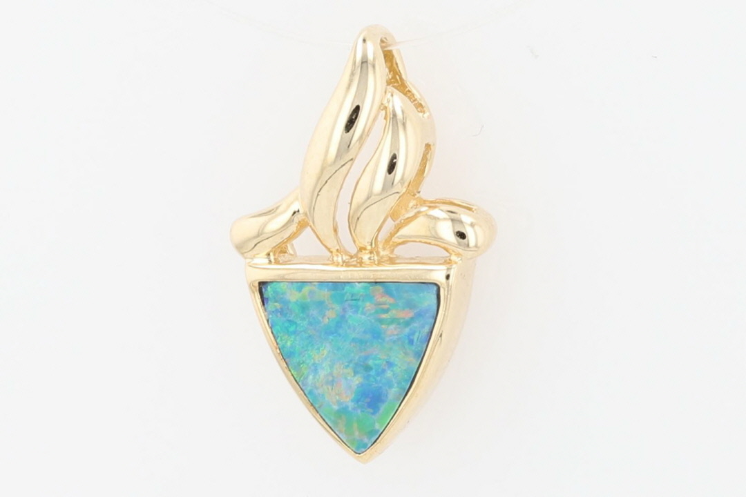 Trillion Opal Bezel-Set Slide Pendant without Chain 14k Yellow Gold 2. ...