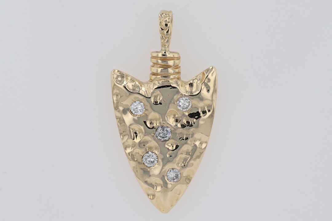 .78ctw Round Cut Diamond Bezel Set Arrowhead Pendant w/o Chain 14k ...