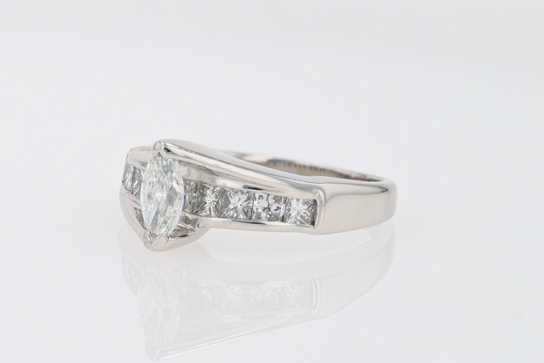 1.01ctw Marquise Cut Diamond Channel Set Engagement Ring Platinum Size 6.25