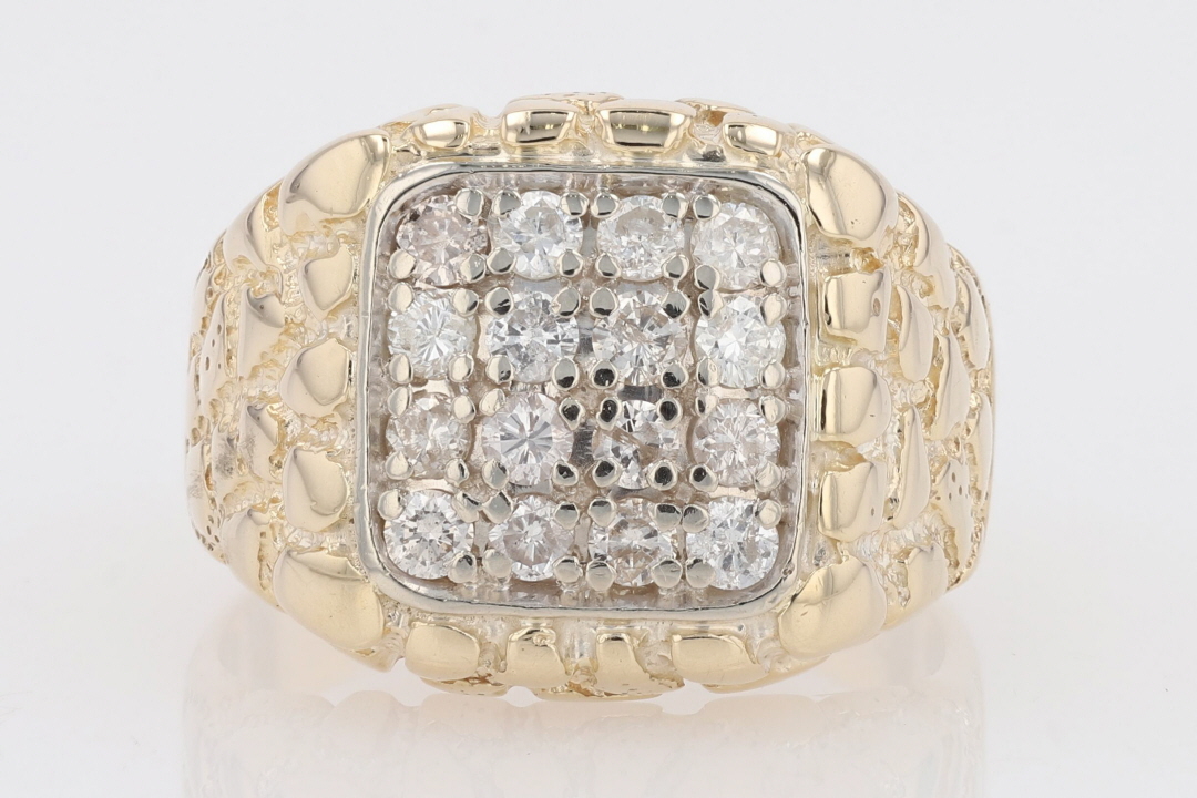 .64ctw Round Diamond Cluster Nugget Statement Ring 10k Multi-Tone Gold ...