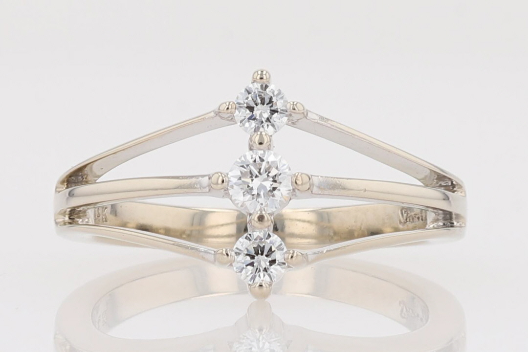 .30ctw Round Cut Diamond Three-Stone Statement Ring 14k White Gold Size ...