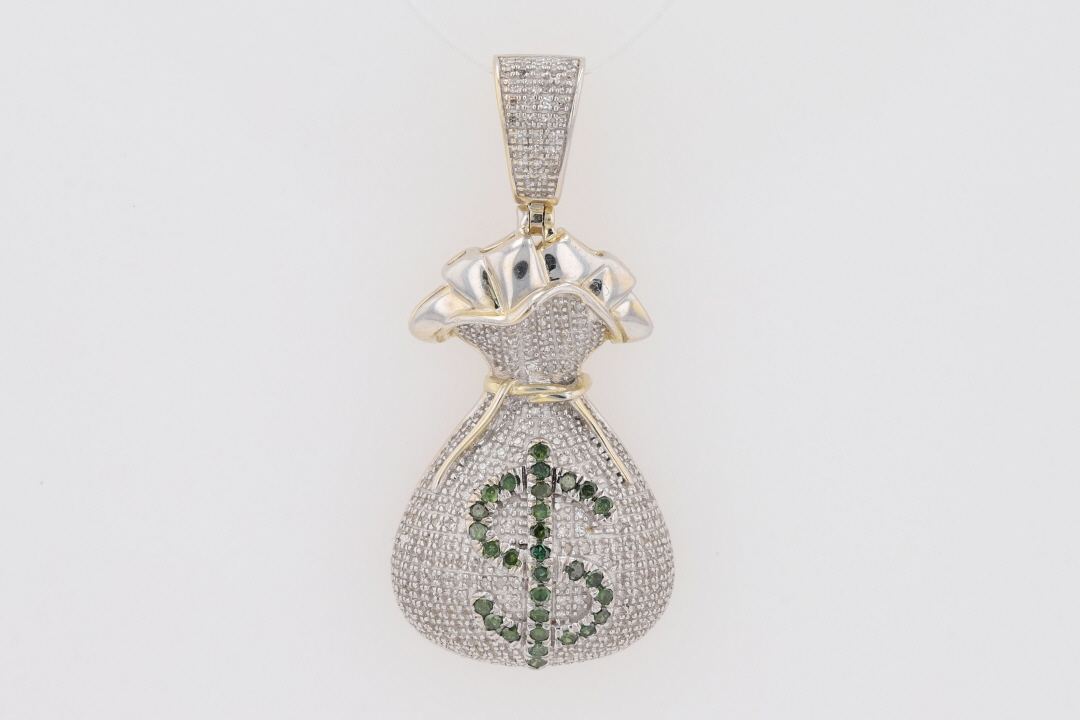 1.17ctw Round Cut Diamond Moneybag Pendant without Chain 10k Multi-Tone ...