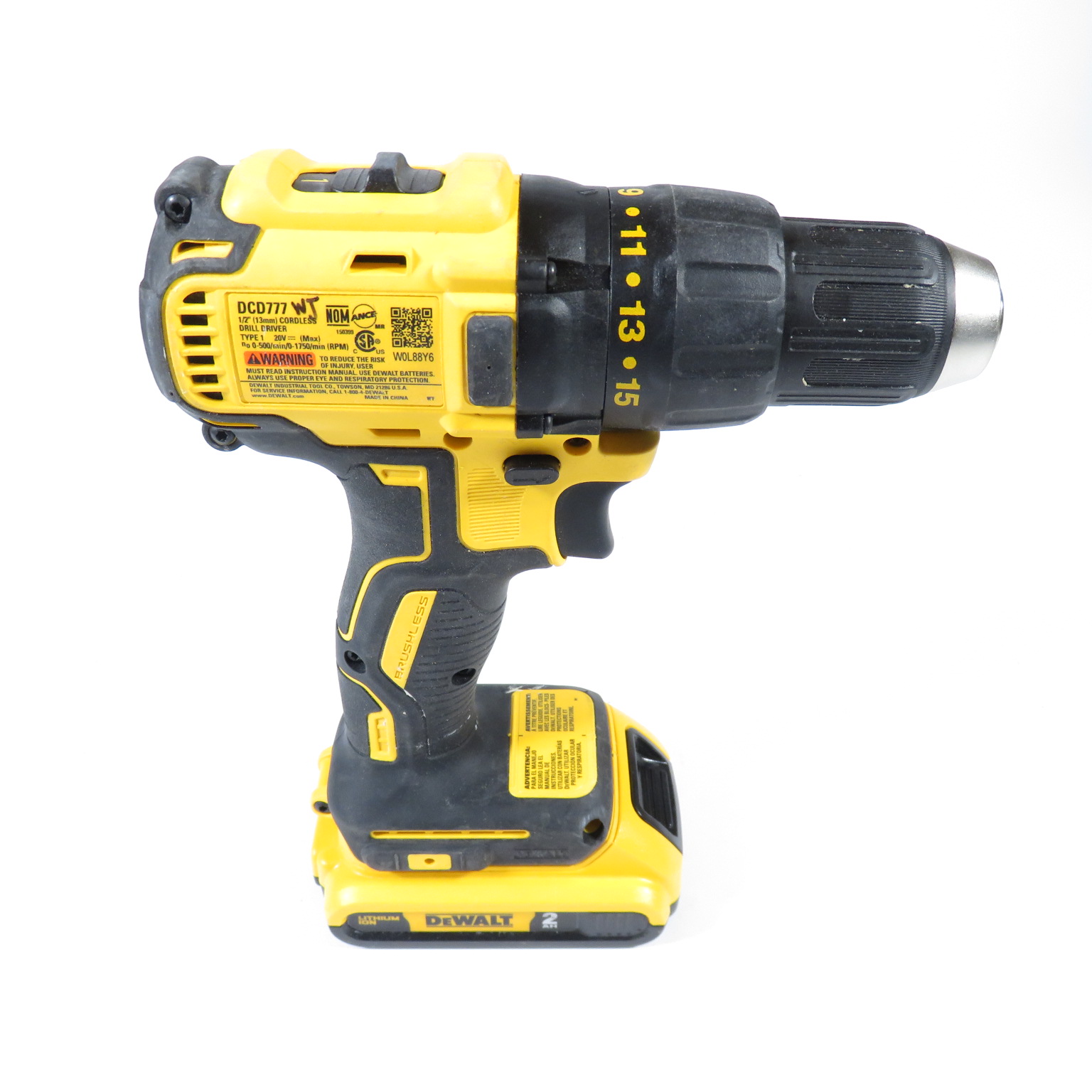 DEWALT DCD777 20-Volt Max Lithium-Ion 1/2-in Brushless Cordless Drill ...