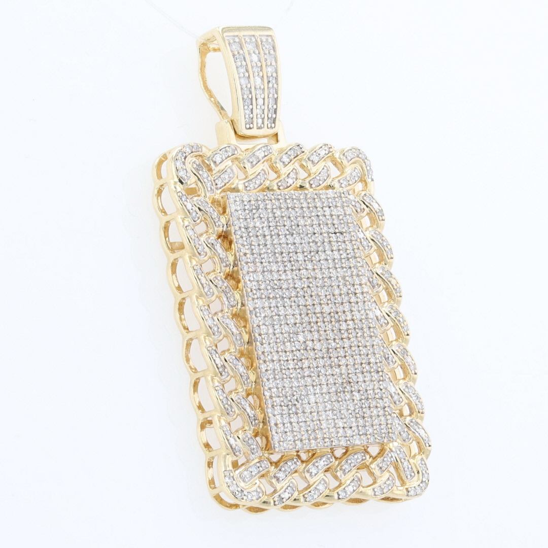 1.30ctw Diamond Pavé Curb Chain Frame Statement Pendant no Chain 10k ...