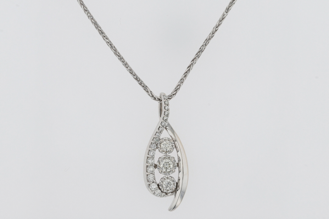 .50ctw Round Diamond Prong Set Pendant on 22" Necklace 14k White Gold 8 ...