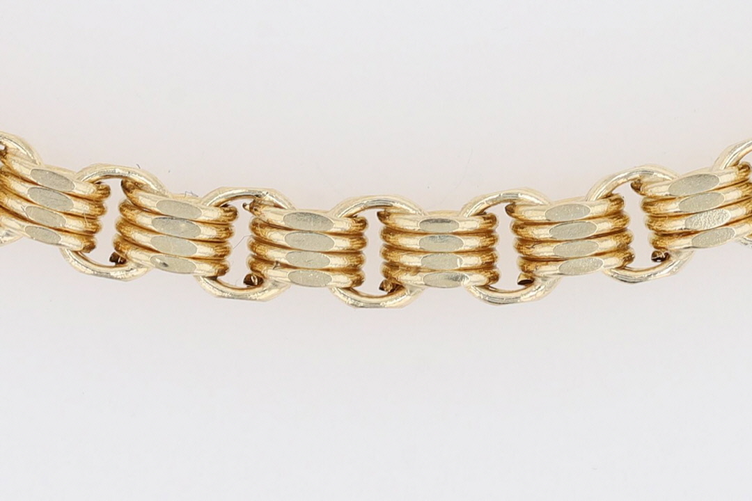 3.2mm Fancy Rolo Link Chain 24.25" Necklace 10k Yellow Gold 10.88 Grams