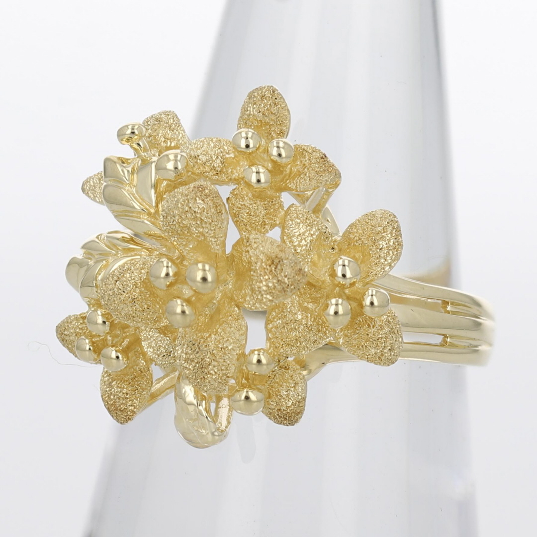 18.8mm Textured Flower Statement Ring 14k Yellow Gold 6.37 Grams Size 7.25