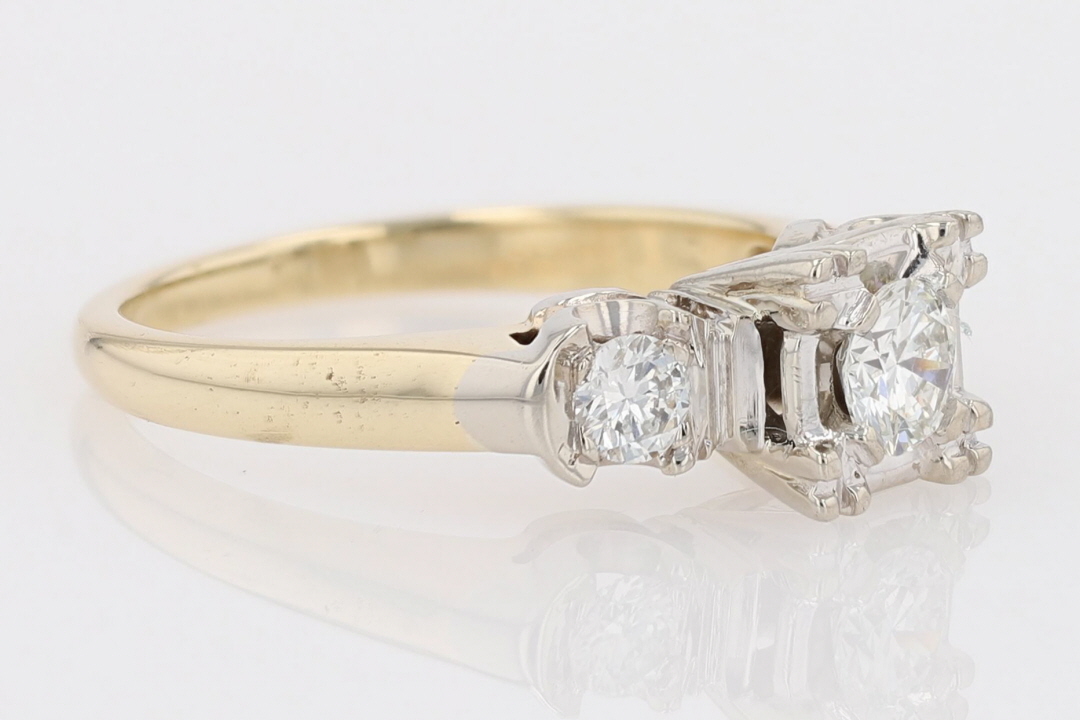 .49ctw Round Cut Diamond Three-Sone Engagement Ring 14k Multi-Tone Gold ...