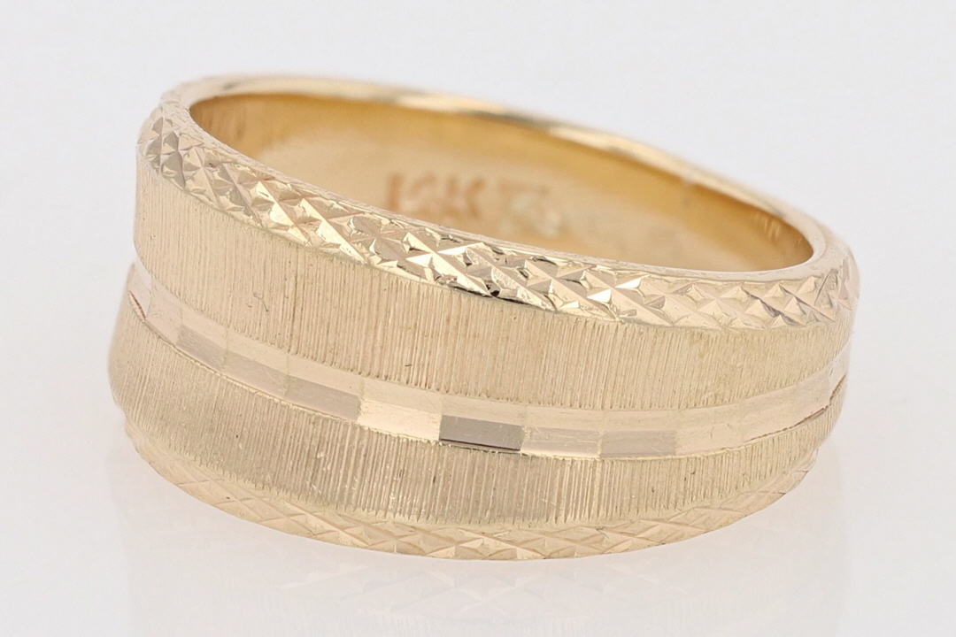 8.8mm Diamond Cut Textured Statement Ring 14k Yellow Gold 4.97 Grams ...