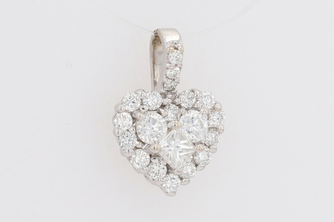 EFFY® .50ctw Princess & Round Diamond Heart Pendant without Chain 14k ...