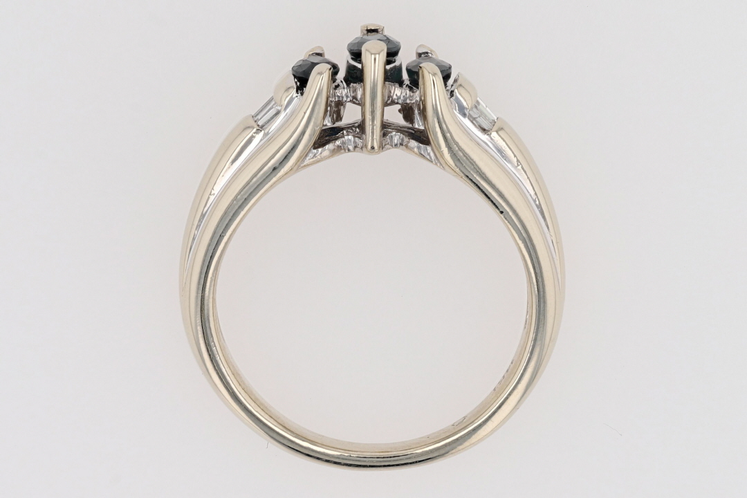 .79ctw Sapphire and Diamond Three-Stone Statement Ring 14k White Gold ...