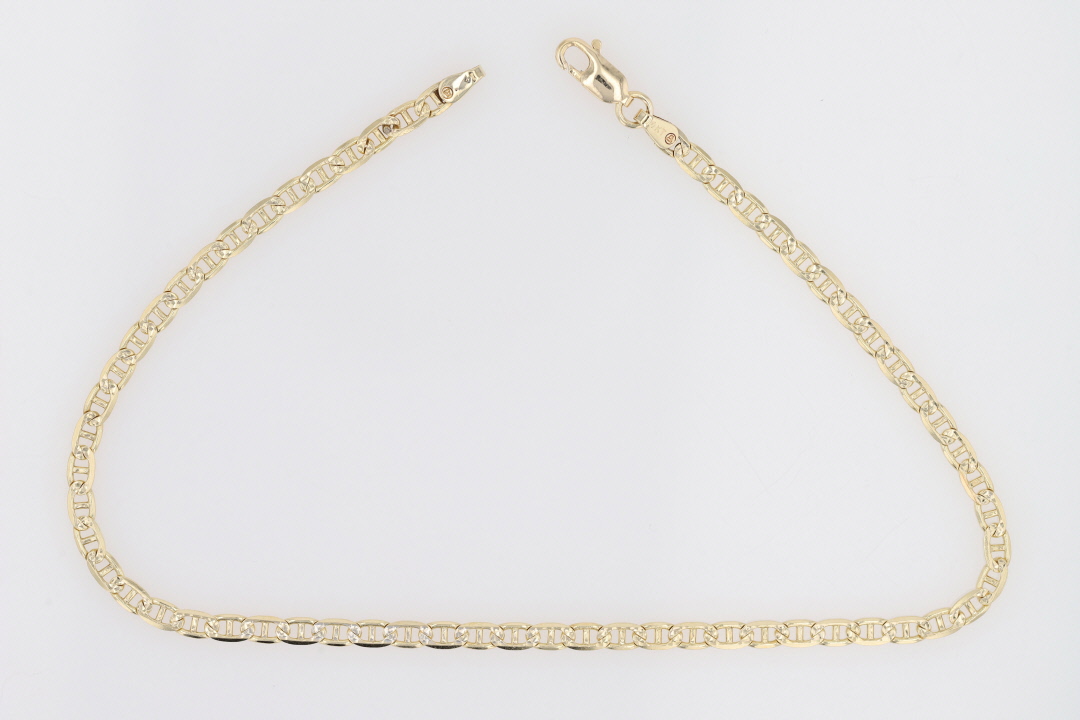 3mm Diamond Cut Anchor Link Chain 10" Anklet 14k Yellow Gold Italy 4.73 ...