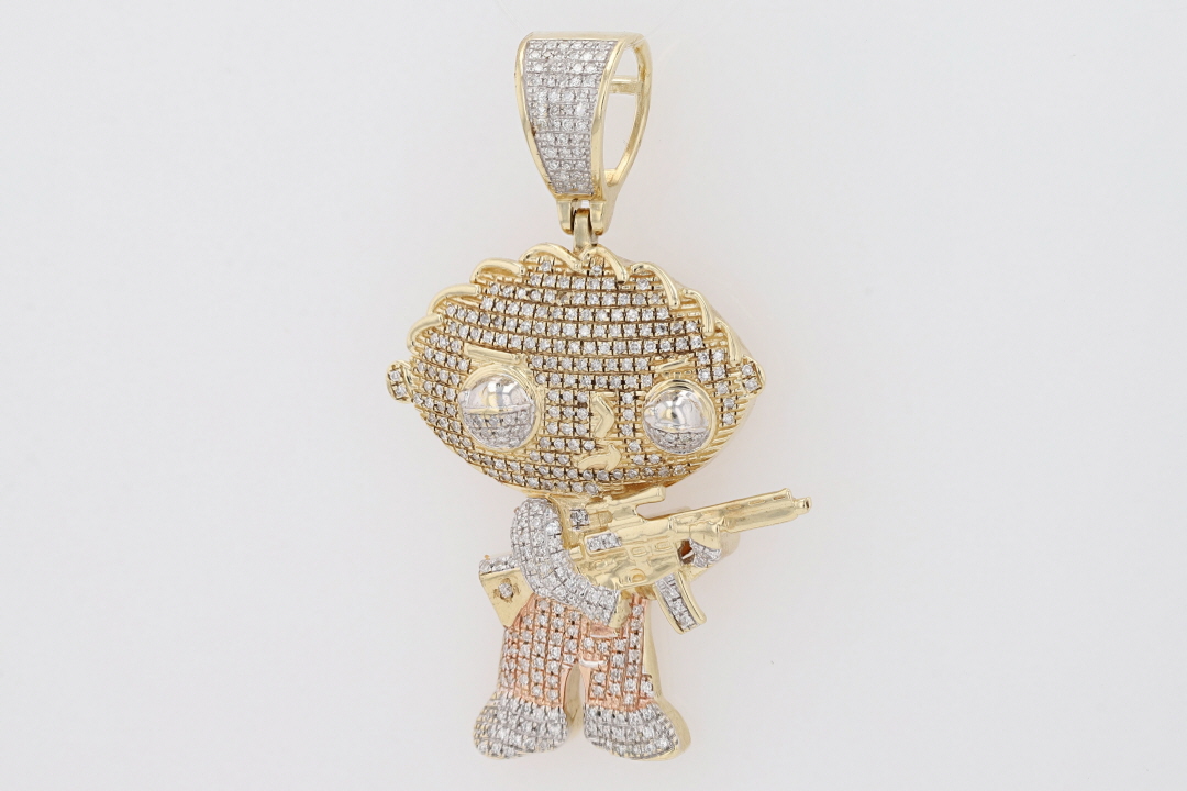 1.32ctw Round Diamond Stewie Griffin Family Guy Pendant no Chain 10k ...
