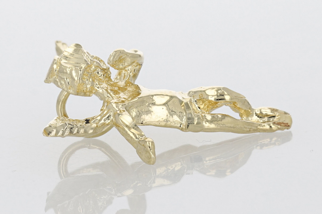 Dabbing Angel Cherub Pendant without Chain 14k Yellow Gold 3.88 Grams