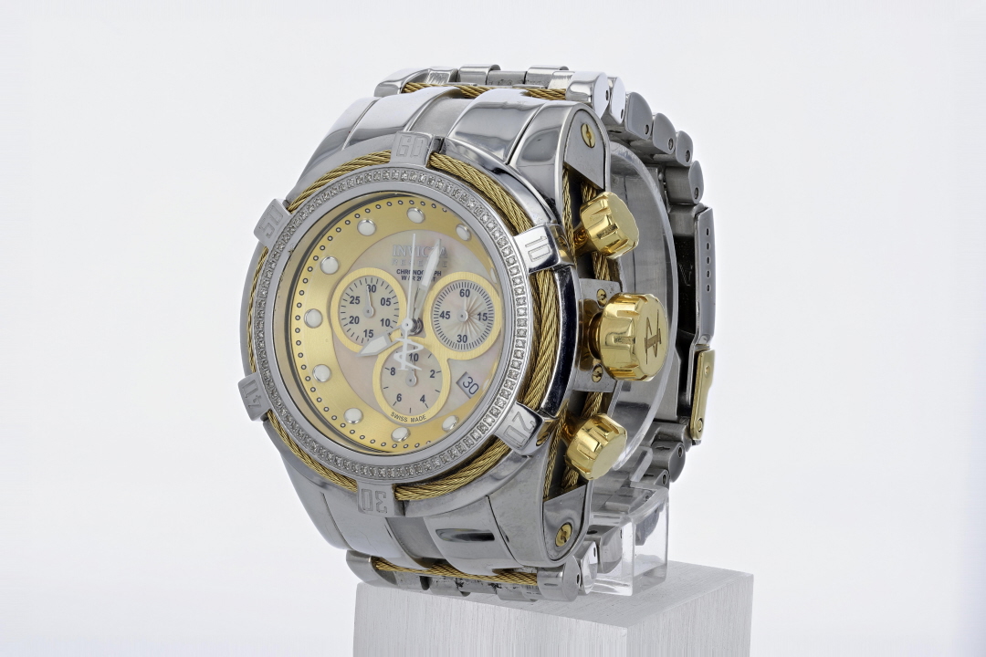 Invicta Reserve Bolt Mother of Pearl Dial Diamond Bezel Chronograph Men ...