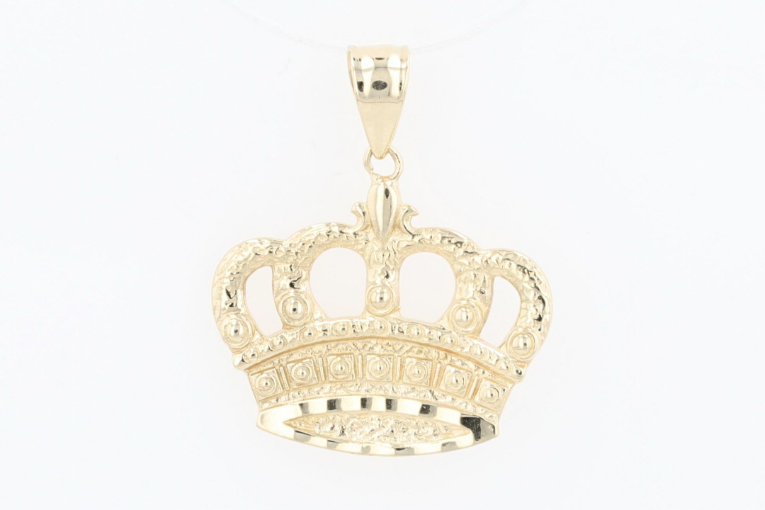 25mm Nugget Style Royal Crown Pendant without Chain 10k Yellow Gold 1. ...