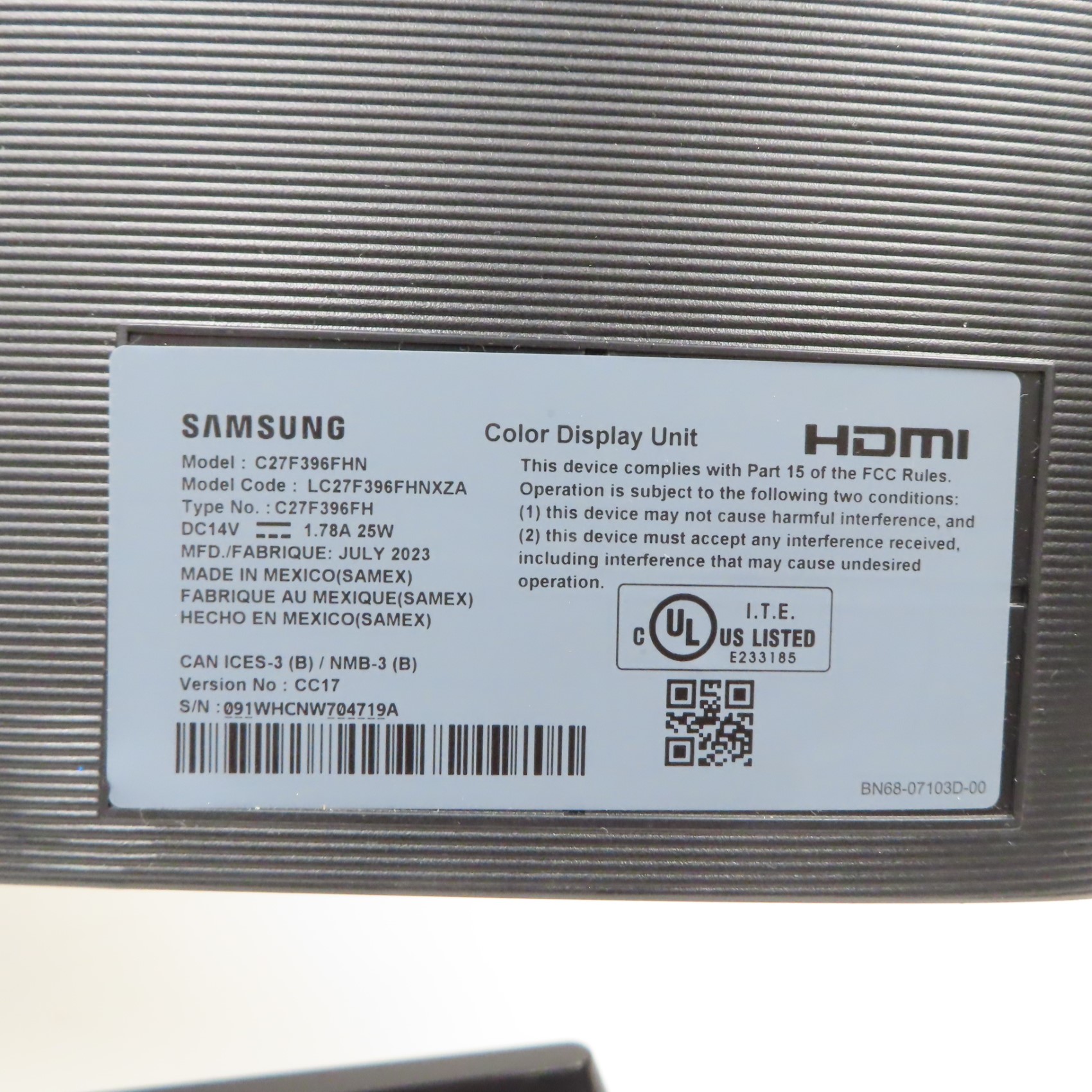 Samsung C27F396FHN 390 Series 27" 1080p (FHD) LED Monitor (Local Pick ...