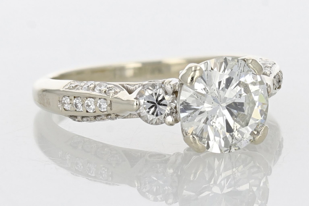 2.31ctw Diamond Solitaire with Accents Engagement Ring 14k White Gold ...