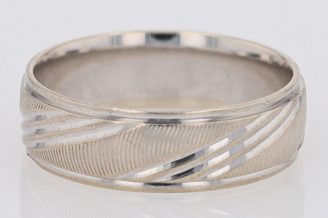 5.9mm Diamond Cut Textured Wedding Band Ring 10k White Gold 3.99 Grams ...