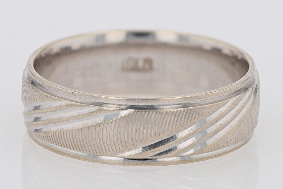 5.9mm Diamond Cut Textured Wedding Band Ring 10k White Gold 3.99 Grams ...