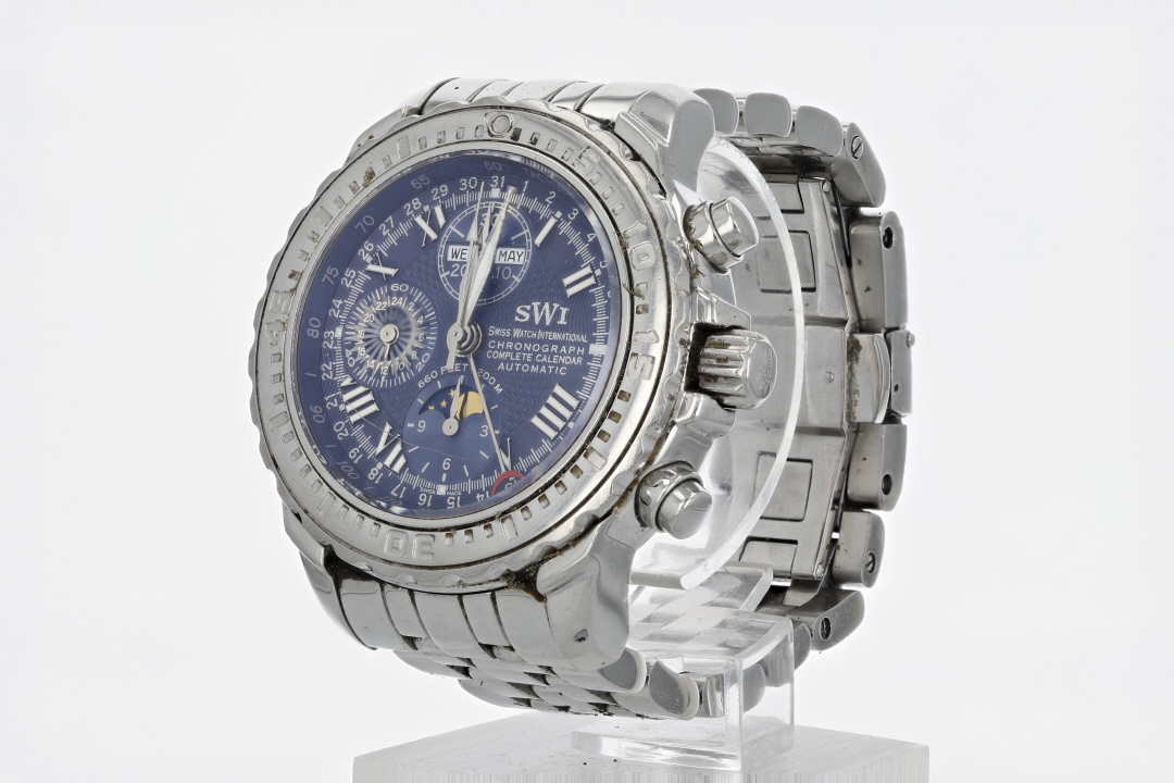 Swiss Watch International Blue Dial Chronograph Stainless Steel Men's ...