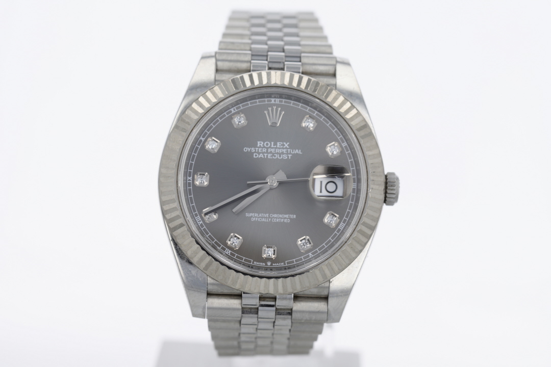 Rolex Datejust Diamond Accent Gray Dial 18k White Gold & Stainless ...