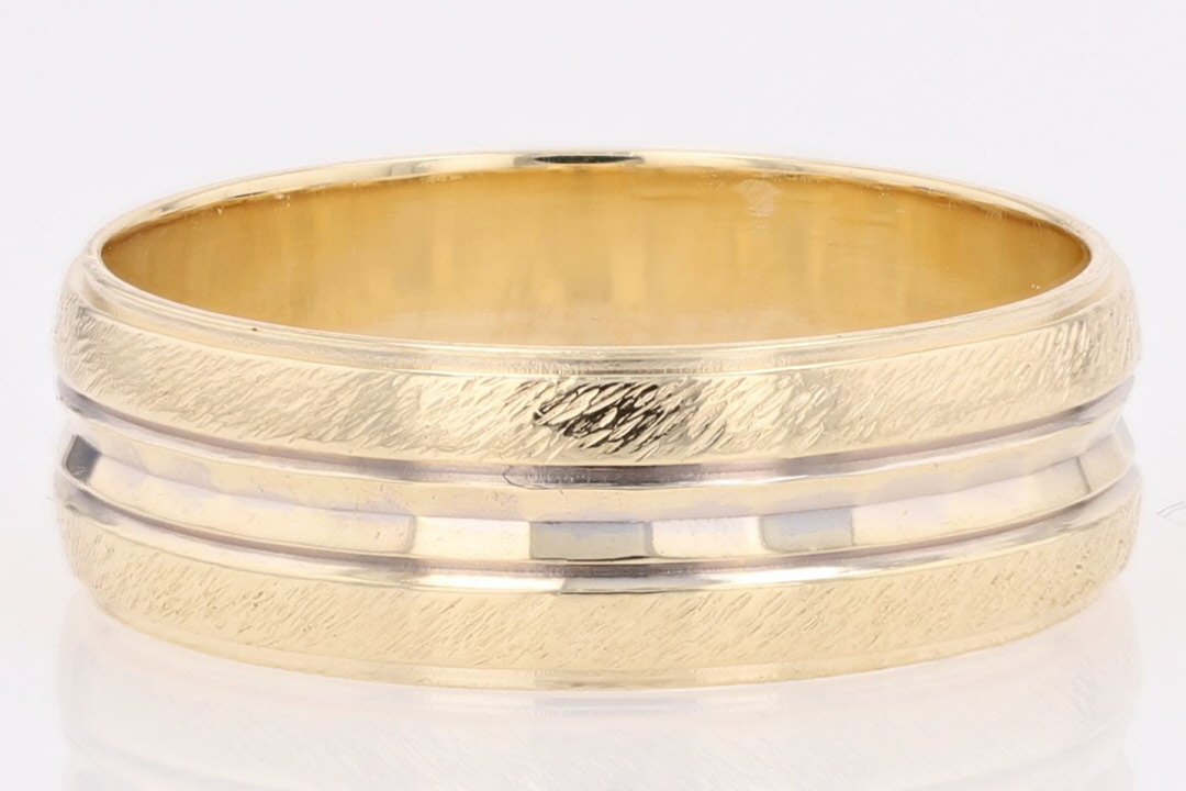 7.1mm Diamond Cut Textured Wedding Band Ring 14k Yellow Gold 5.75 Grams ...