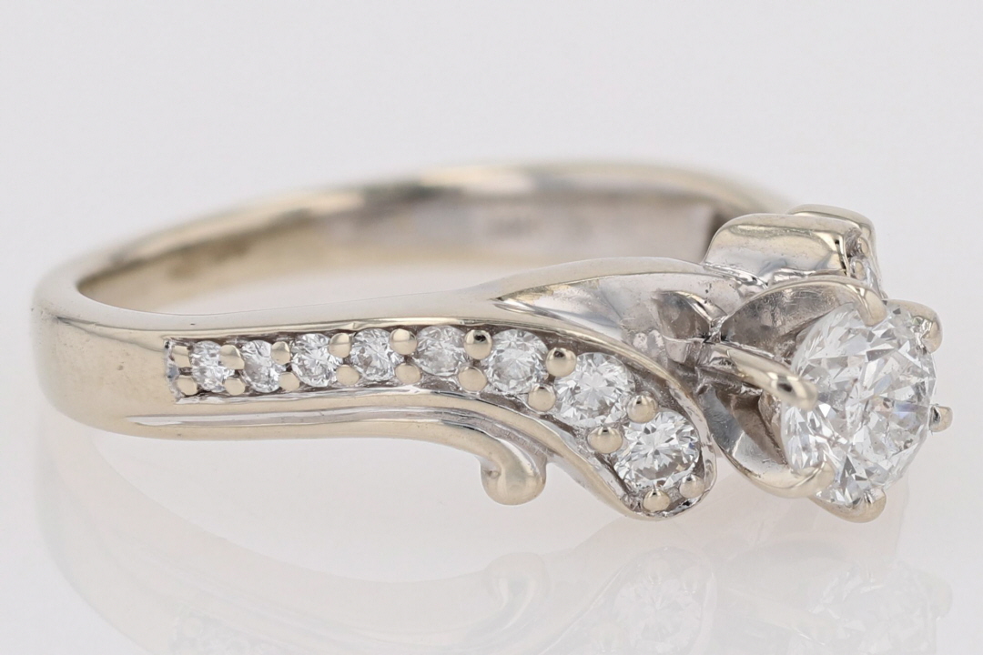 .65ctw Diamond Solitaire with Accents Engagement Ring 14k White Gold Size 7