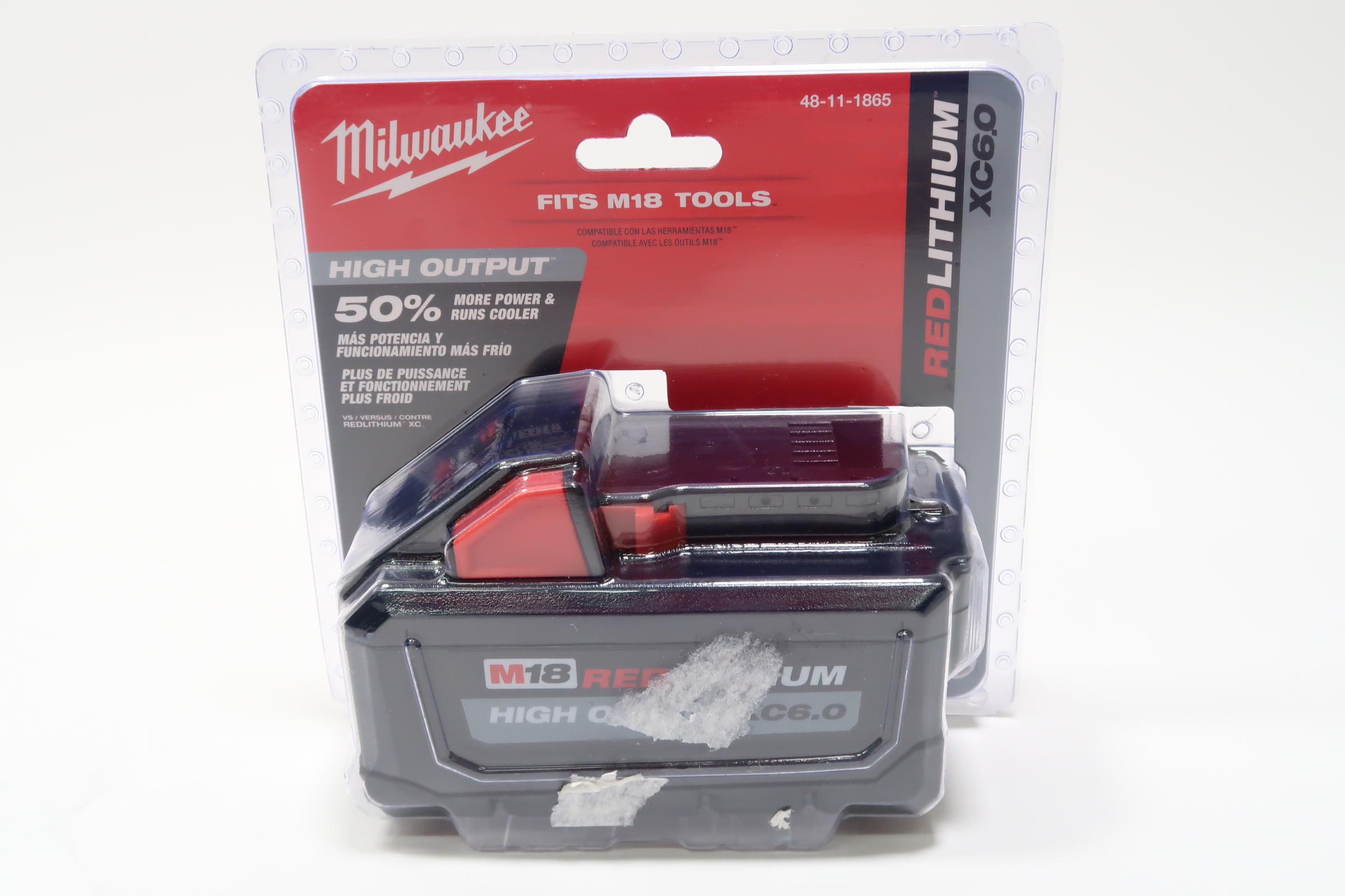 Milwaukee 48-11-1865 M18 18-Volt Li-Ion High Output 6.0Ah Battery Pack-7338