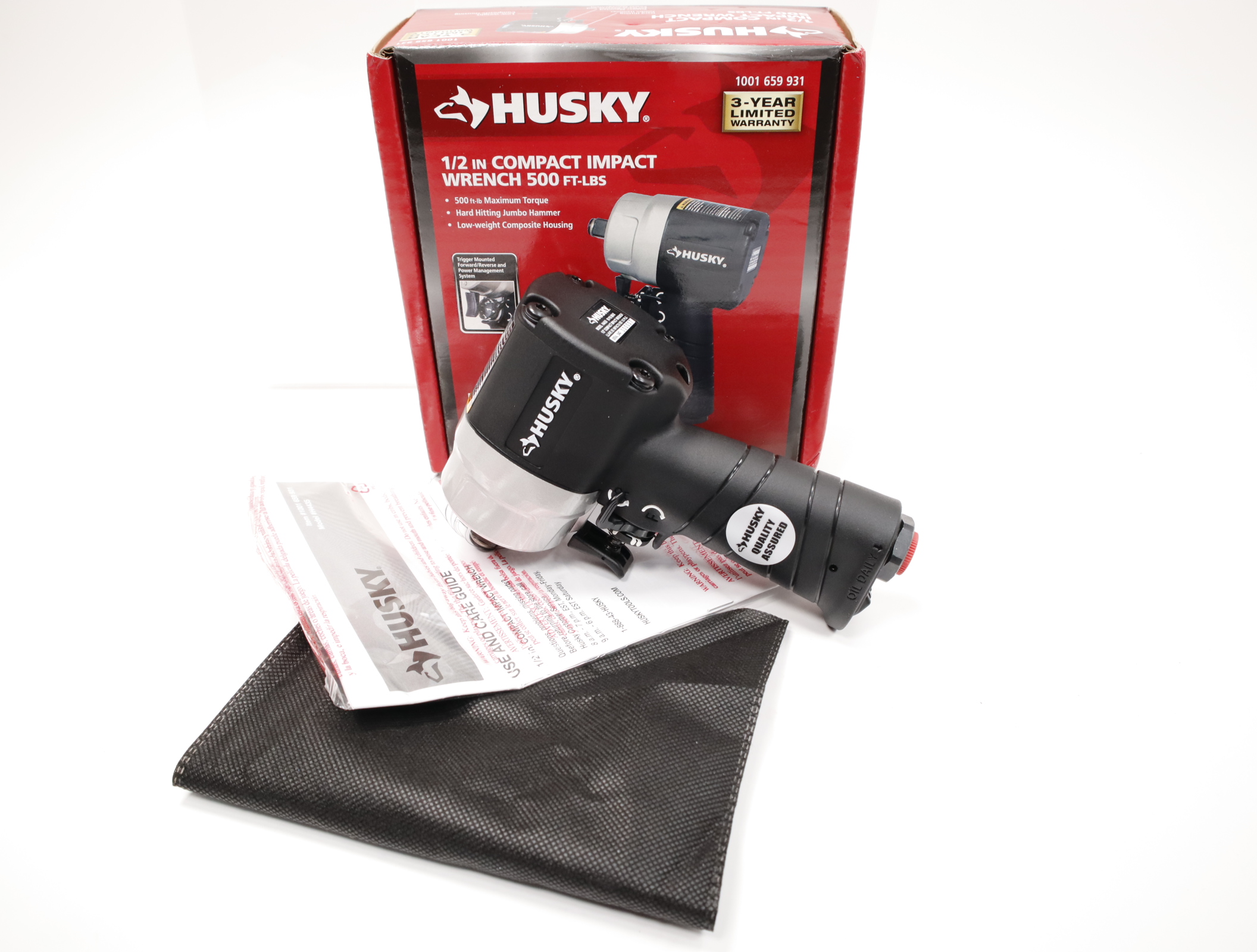 Husky 1001-659 931 1/2" Pneumatic Impact Wrench 500 Ft Lbs