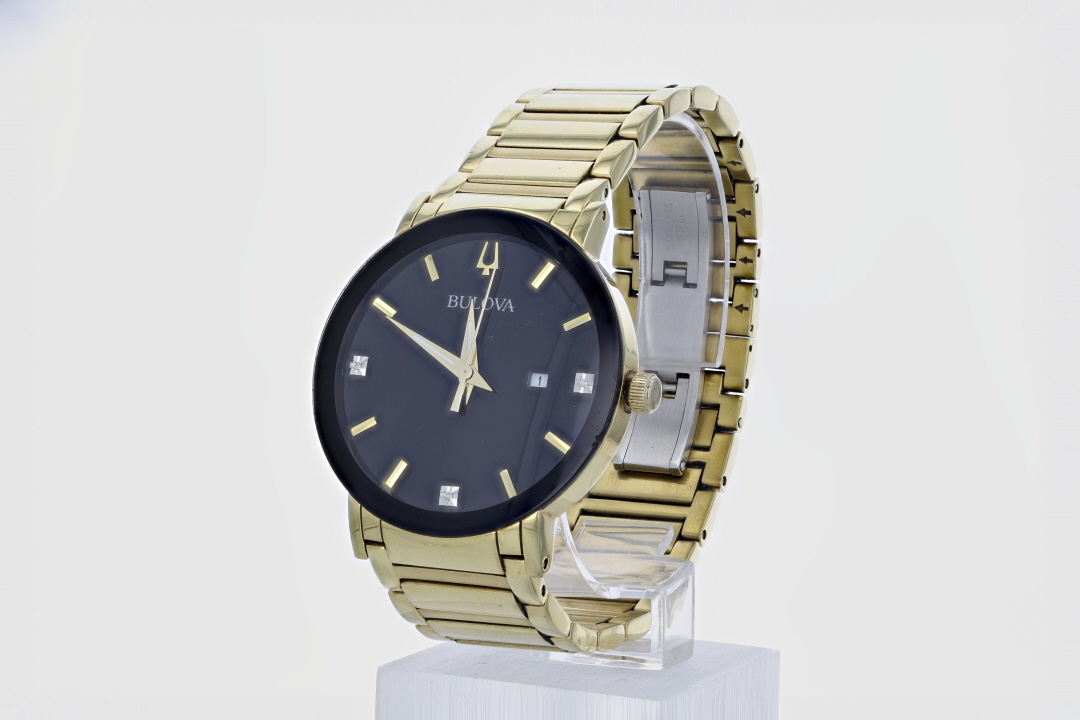 Bulova Futuro Modern Diamond Accent Black Dial Stainless Steel Men's ...