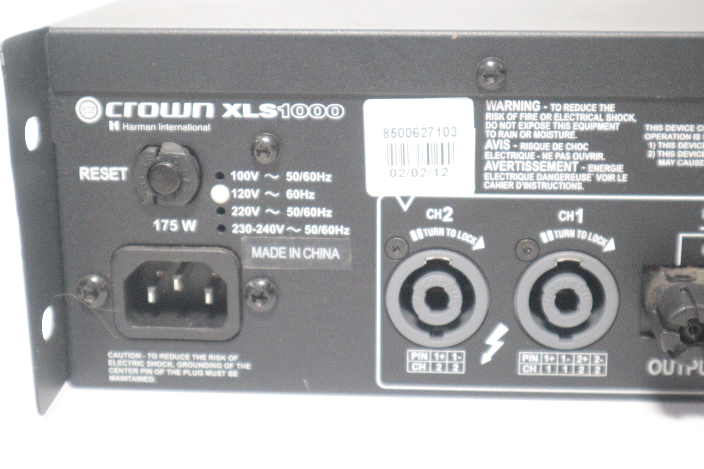 Crown XLS1000 High-Density 2-Channel 350-Watt @ 4 Ohms Power Amplifier 7103