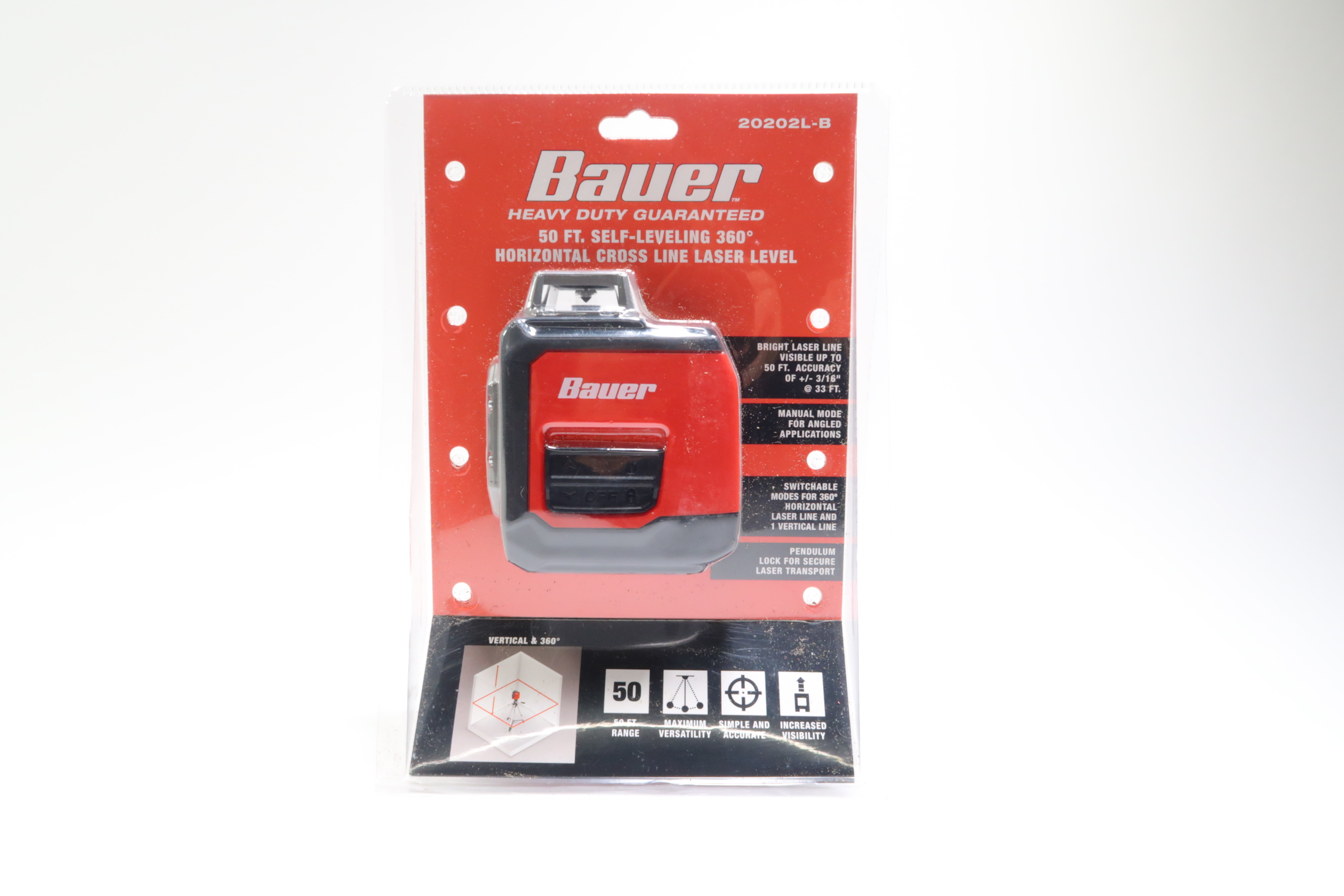 Bauer 20202L-B 50 ft. Self-Leveling 360° Horizontal Cross Line Laser